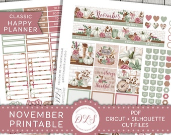 Printable NOVEMBER Monthly Stickers Kit Mini Happy Planner | Etsy