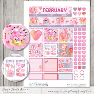 Printable FEBRUARY Monthly Stickers Kit, Big Happy Planner February Kit ...