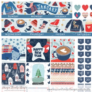 Printable January Planner Stickers, January Monthly Kit, Happy Planner ...