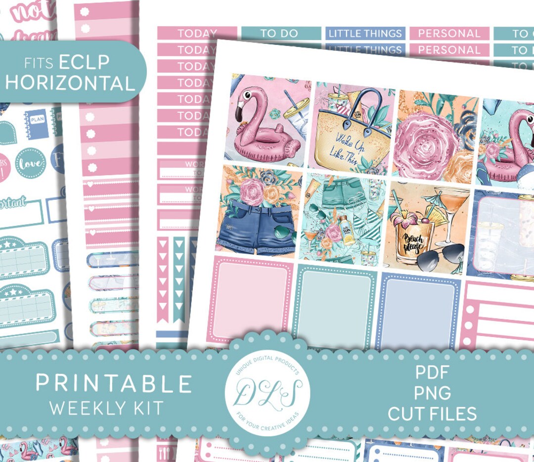 PRINTABLE Summer Planner Stickers, Beach Day Planner Stickers Kit ...