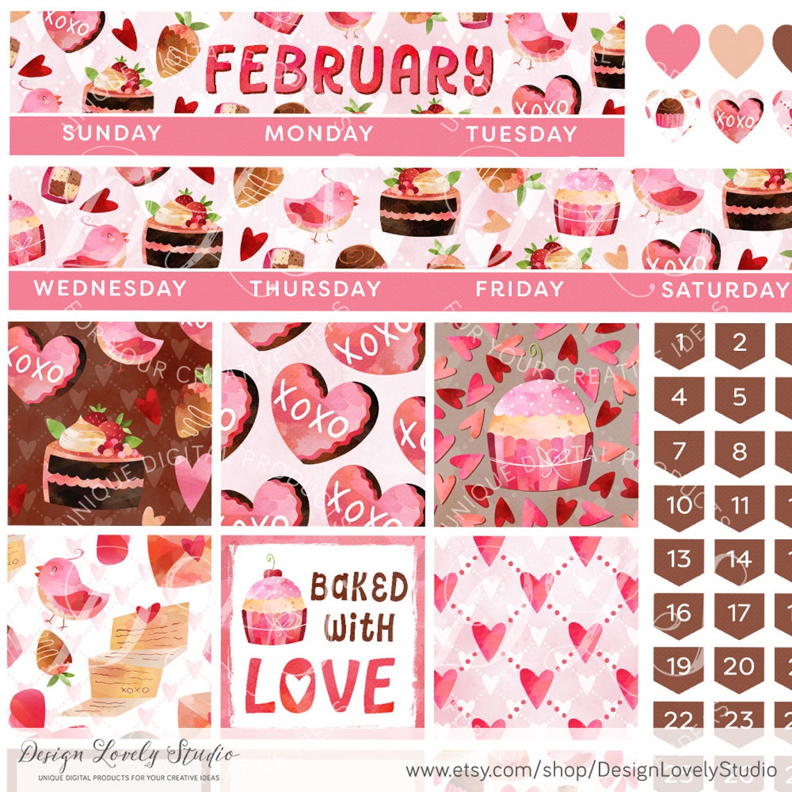 Printable FEBRUARY Monthly Planner Kit Digital Planner | Etsy
