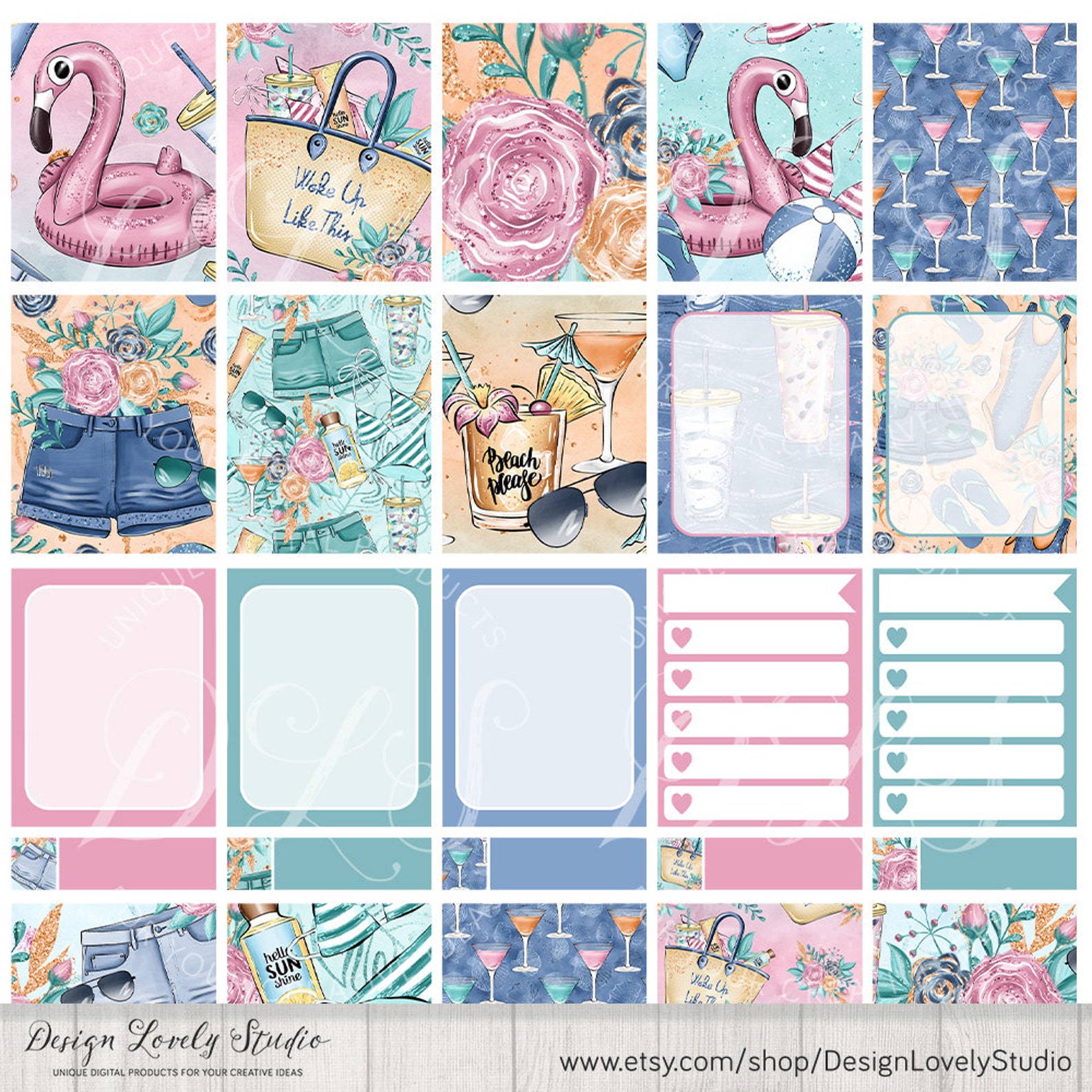 PRINTABLE Beach Planner Stickers Summer Weekly Planner - Etsy