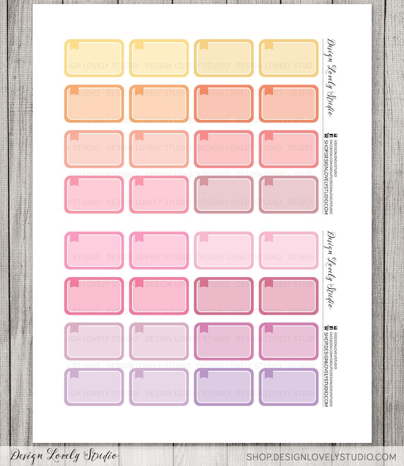 Printable Half Box Stickers Multicolor Half Box Planner - Etsy