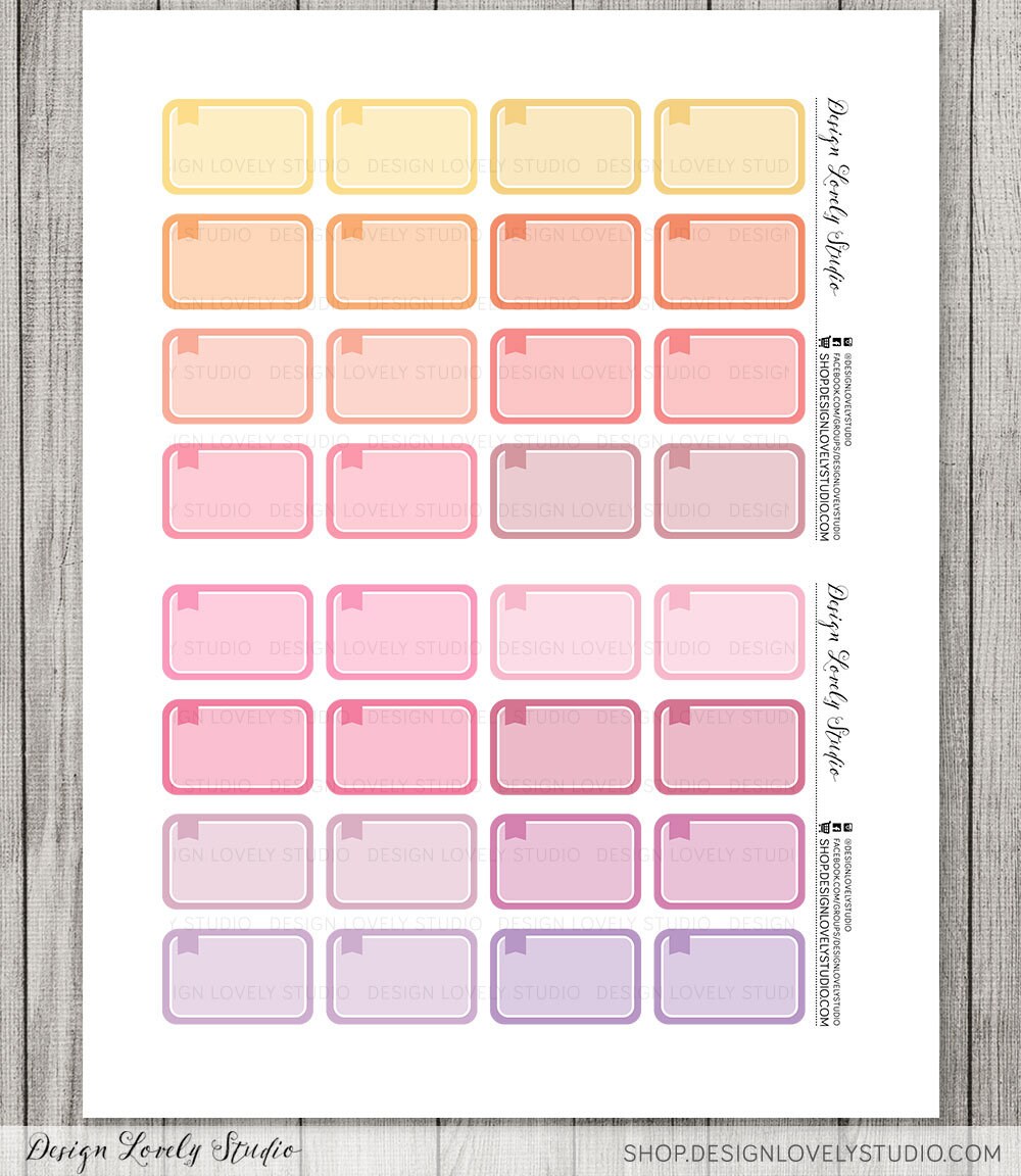 Printable Half Box Stickers Multicolor Half Box Planner - Etsy