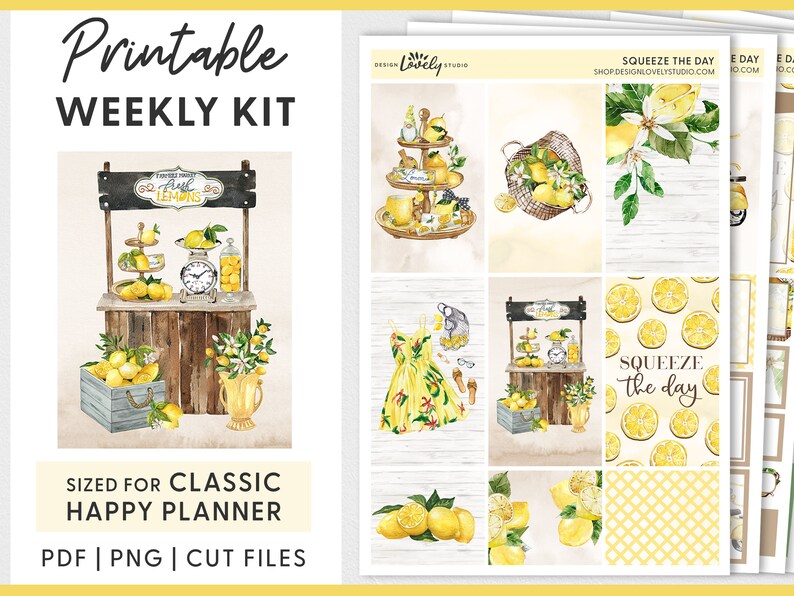 Happy Planner Stickers, Lemon Planner Stickers, Weekly Sticker Kit ...