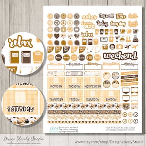 Printable COFFEE TIME Planner Stickers, Happy Planner Weekly Stickers ...
