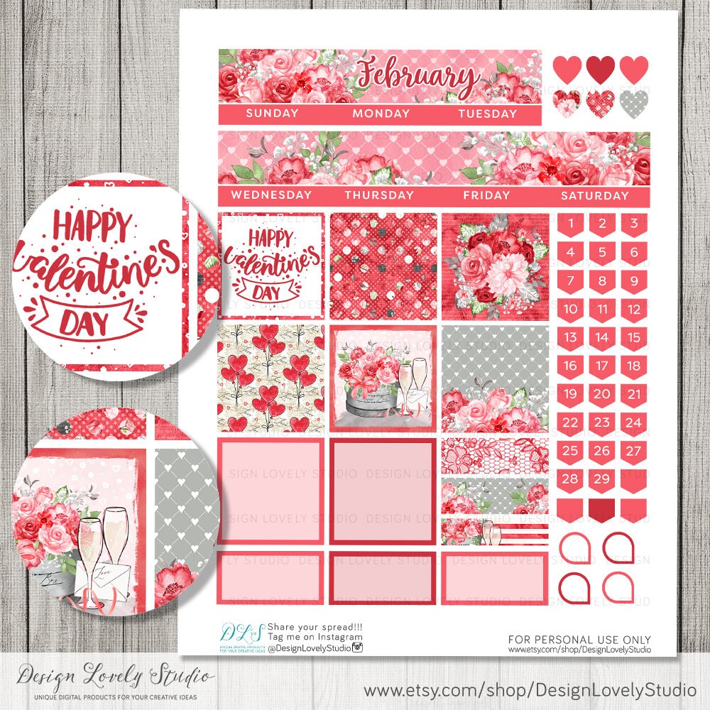 Printable February Monthly Kit Big Happy Planner February | Etsy