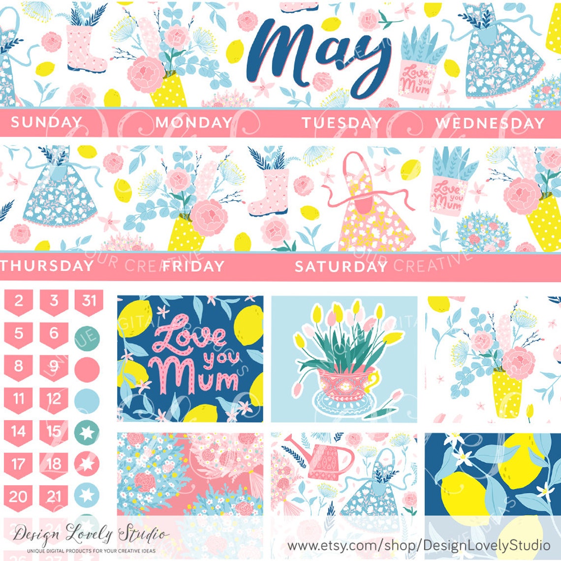 May PRINTABLE Planner Stickers Printable May Monthly Stickers - Etsy