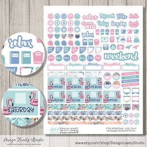 Beach Day Planner Stickers, Happy Planner Printable Stickers Kit ...