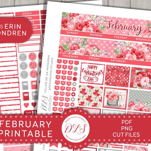Printable FEBRUARY Planner Stickers February Monthly Stickers - Etsy