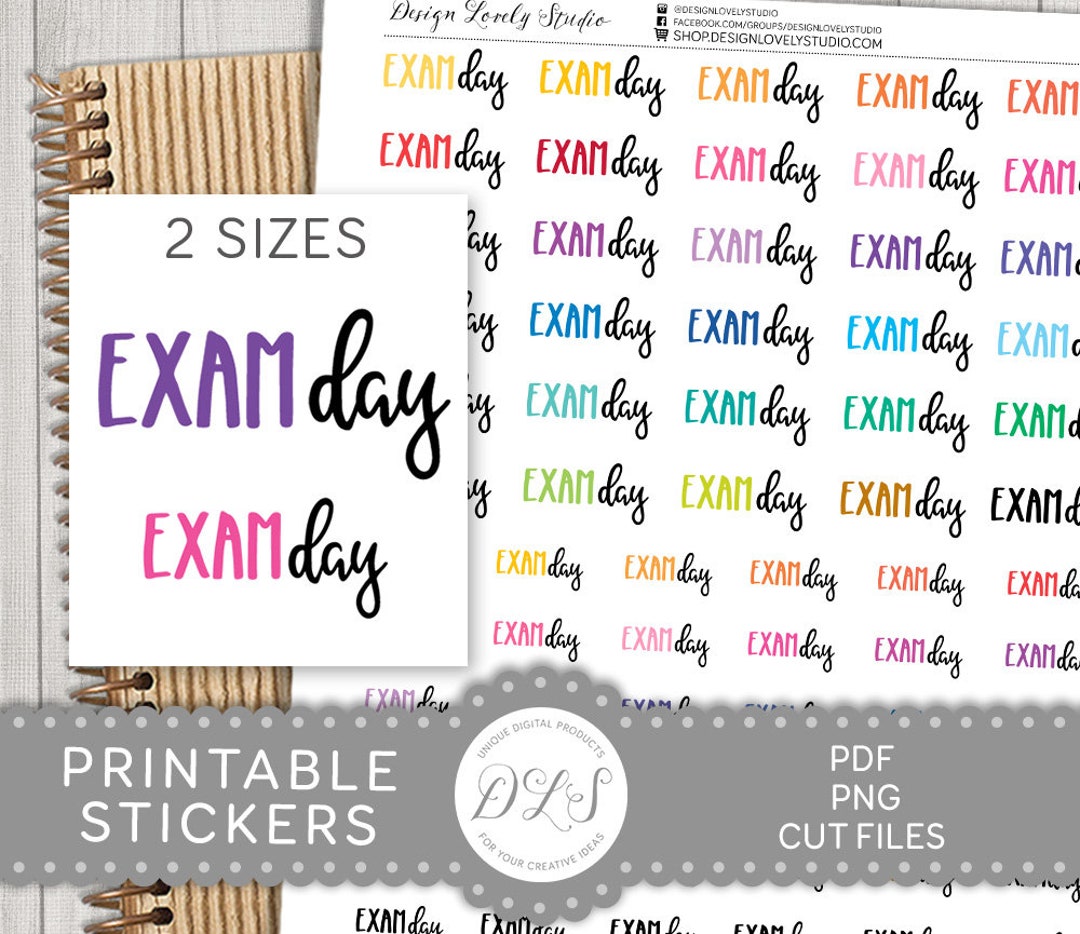 EXAM DAY Script Planner Stickers, Exam Day Printable Planner Stickers ...