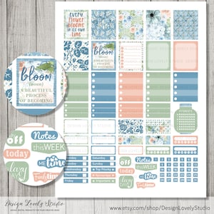 Printable FLORAL Planner Stickers, Mini Happy Planner Weekly Stickers ...