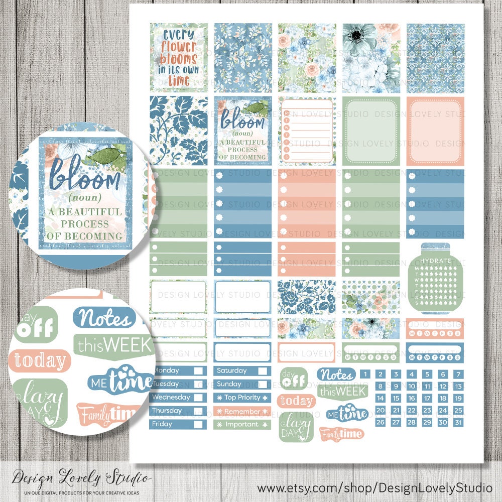 Printable FLORAL Planner Stickers Mini Happy Planner Weekly | Etsy