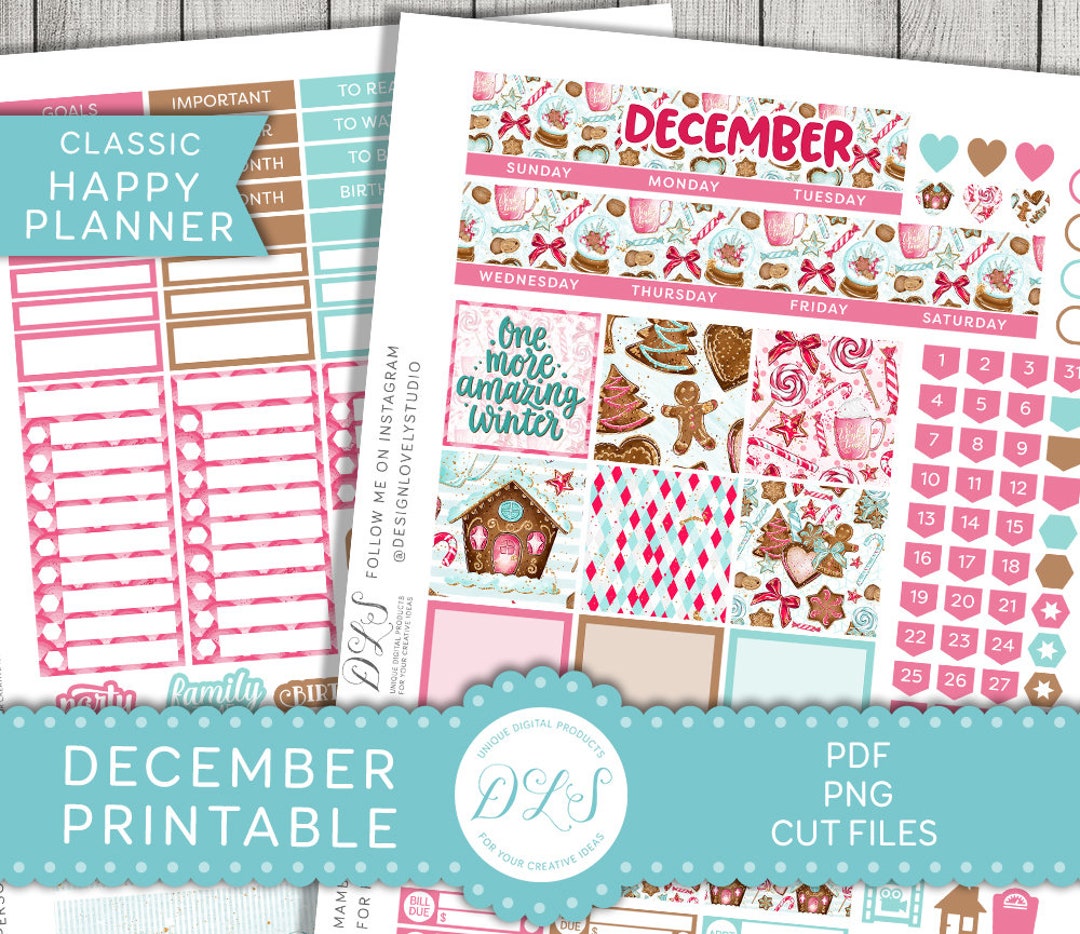 DECEMBER Planner Monthly Kit, Happy Planner December Planner Stickers ...