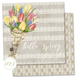Spring Digital Paper Pack, Spring Digital Background, Tulips Digital ...