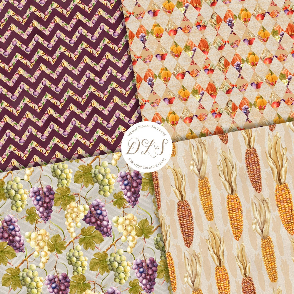 THANKSGIVING Digital Paper Autumn Paper Pack Pumpkin Scrapbook - Etsy