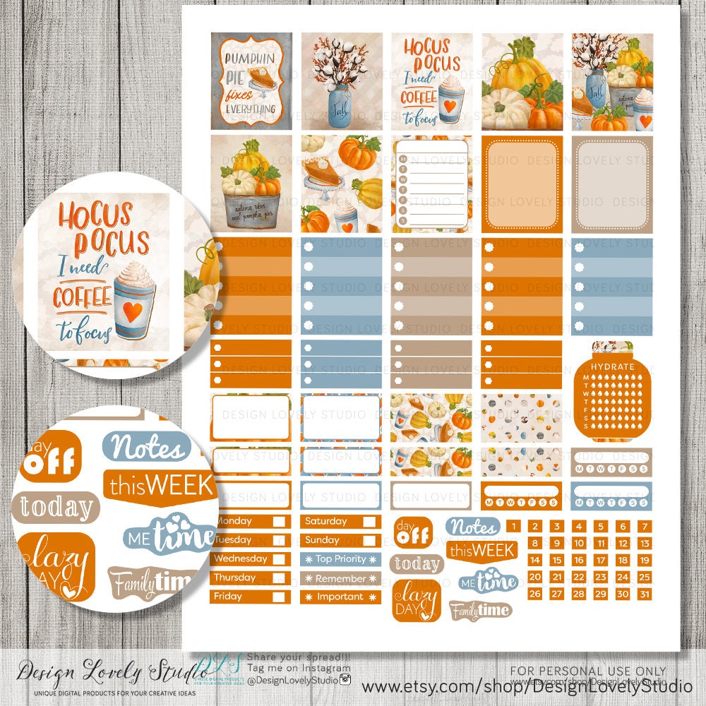October Mini Happy Planner Kit, Fall Mini Happy Planner Stickers ...