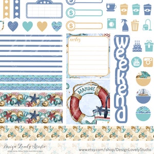 Printable Beach Planner Stickers, Mini Happy Planner Stickers Kit ...