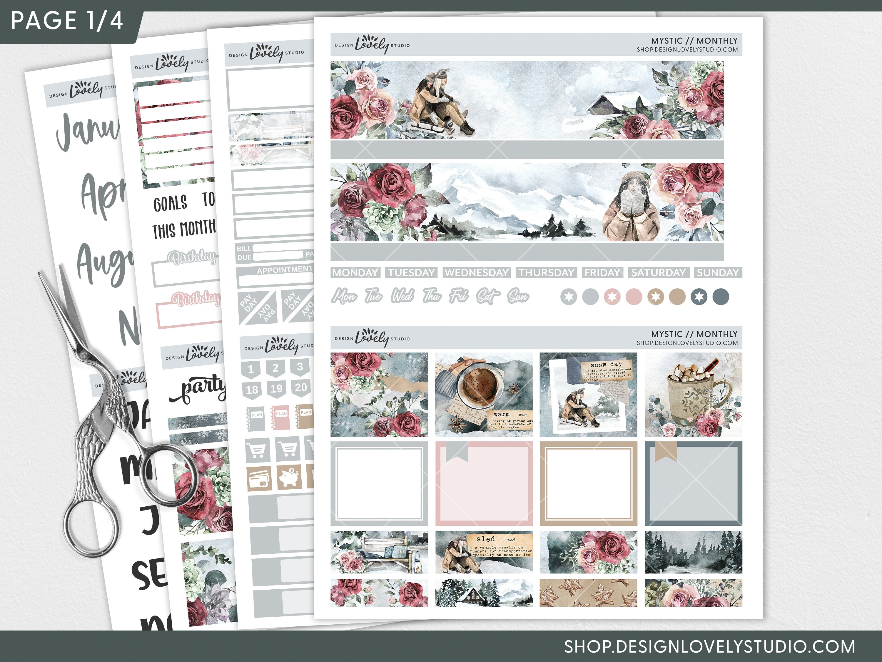 Winter Planner Stickers, Monthly Planner Stickers, January Planner ...