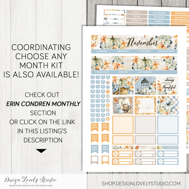 Printable NOVEMBER Notes Page Stickers Fall Planner Stickers | Etsy