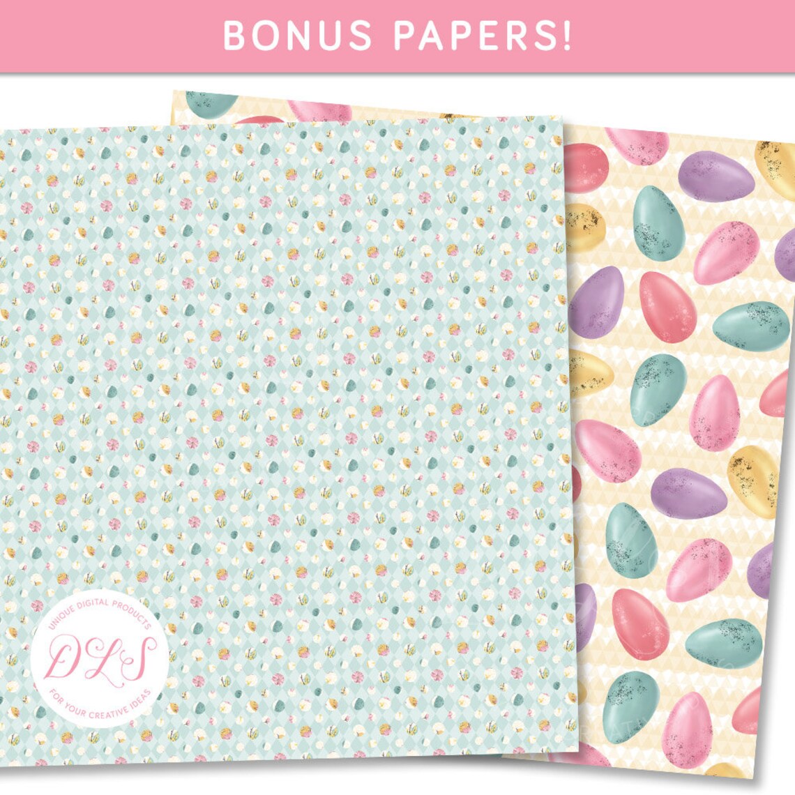 Easter Digital Paper Pack Easter Digital Background Bunny | Etsy