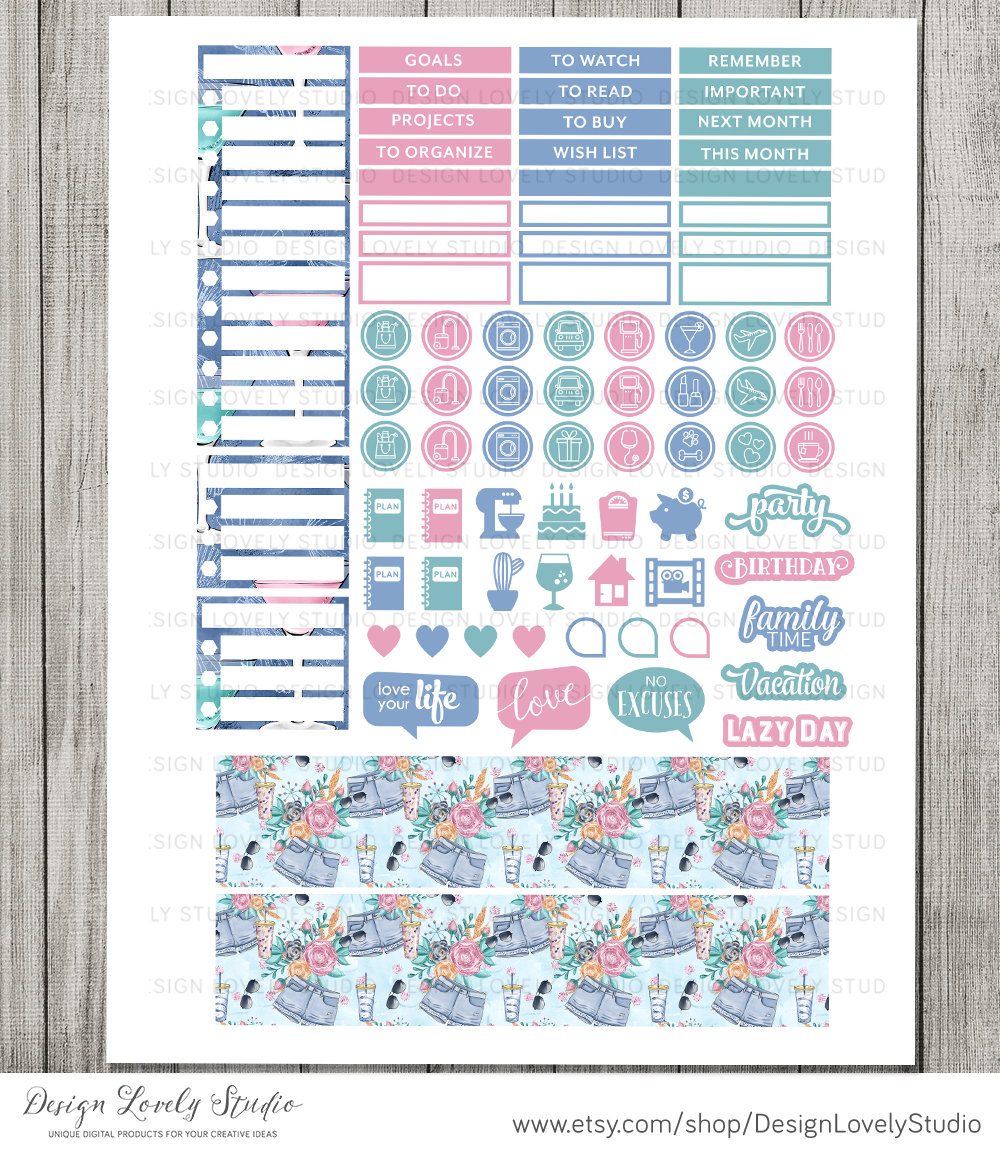 PRINTABLE Monthly Planner Stickers Beach Planner Stickers | Etsy