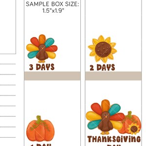 Thanksgiving Countdown Stickers, Printable Thanksgiving Countdown ...