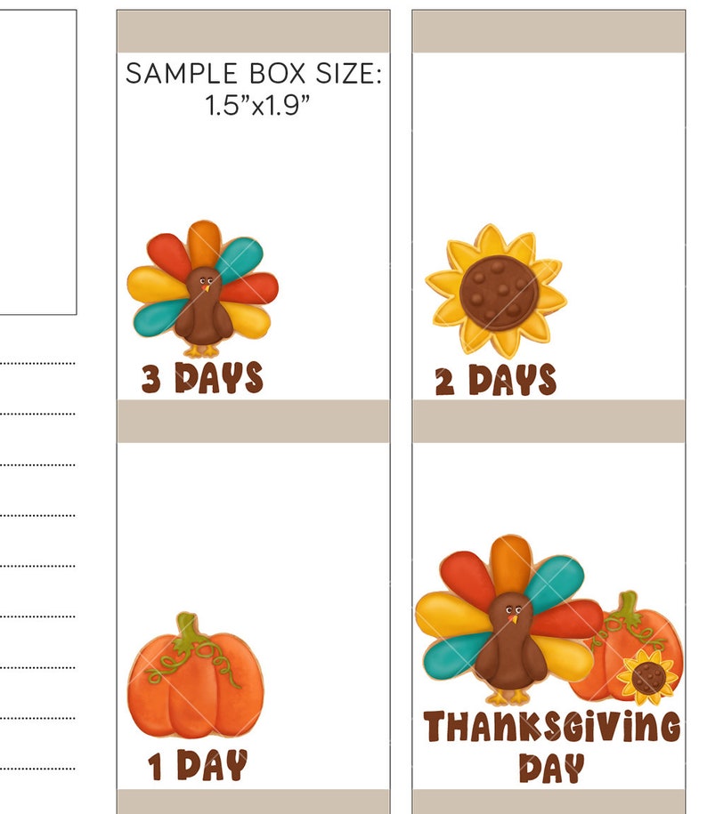 Thanksgiving Countdown Stickers Printable Thanksgiving - Etsy