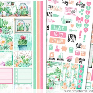 CACTUS Planner Stickers Kit, Printable Hobonichi Weeks Planner Stickers ...