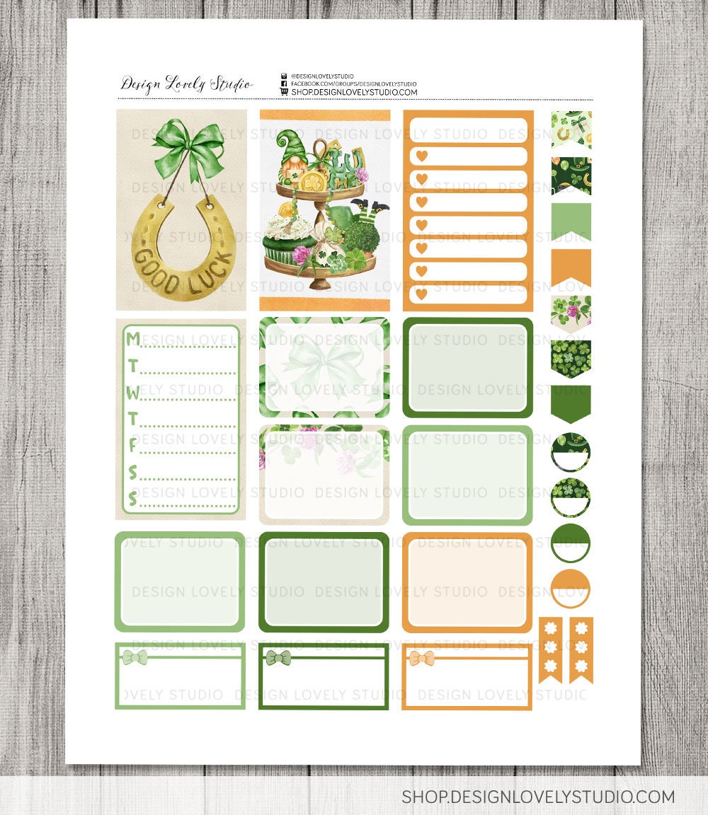 St Patrick's Day Printable Planner Stickers March Weekly - Etsy