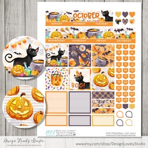 Printable OCTOBER Monthly Stickers Kit, Big Happy Planner October ...