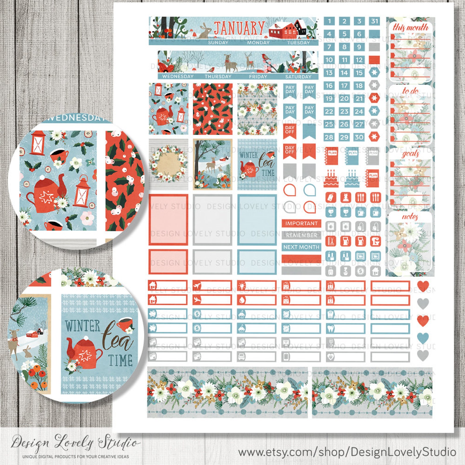 Mini Happy Planner January Stickers Kit Printable January - Etsy