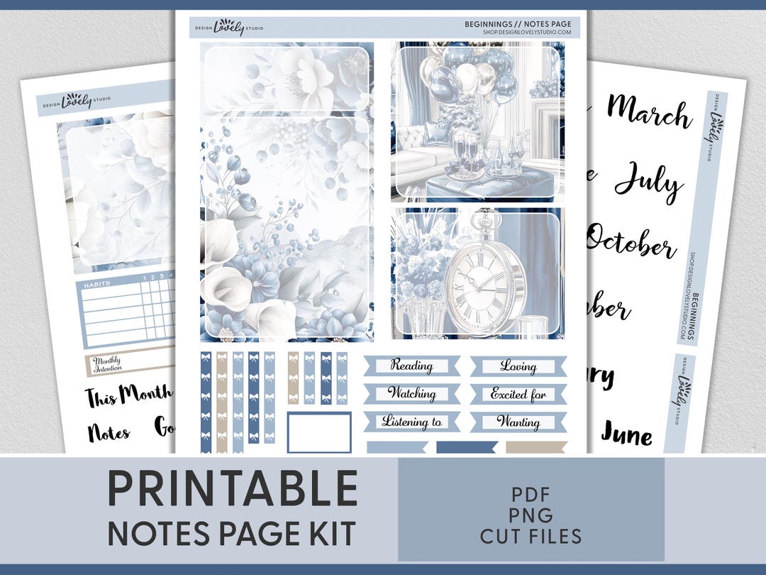 January Notes Page Kit, January Dashboard Stickers, January Monthly ...