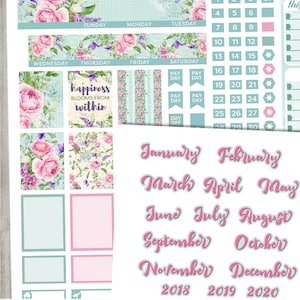 Floral Monthly Stickers, Printable Monthly Planner Stickers, Mini Happy ...