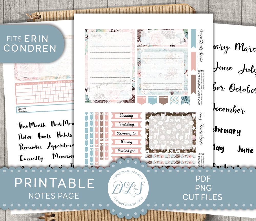 Printable JANUARY Notes Page Stickers January Planner Kit | Etsy
