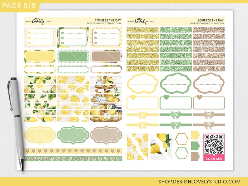 Weekly Planner Sticker Kit Lemon Stickers Summer Stickers - Etsy