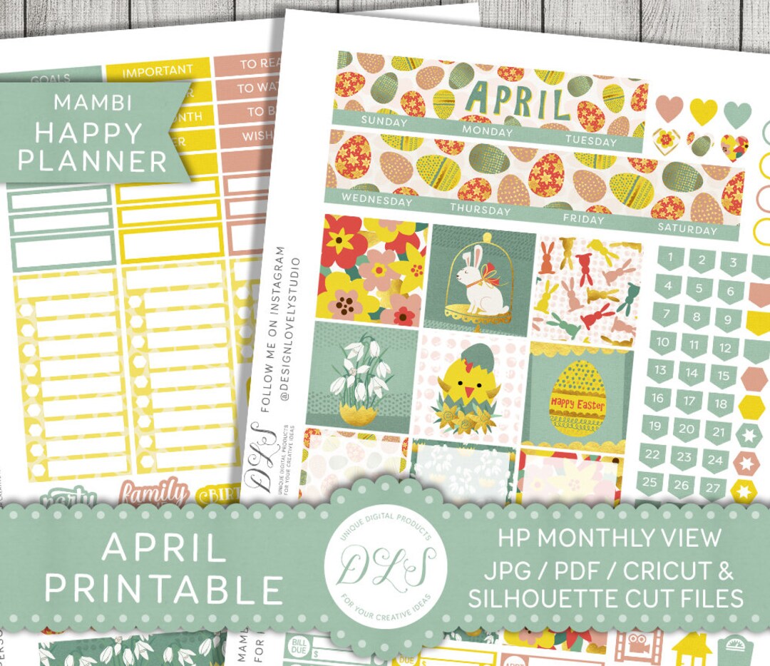 April Monthly Kit Happy Planner, Easter Planner Stickers, Monthly ...
