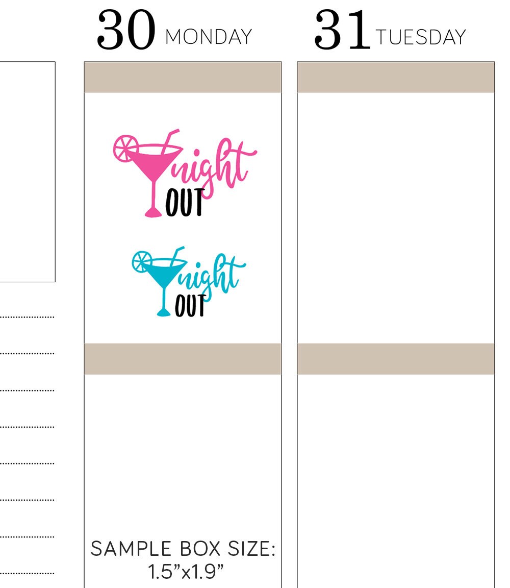 NIGHT OUT Planner Stickers Printable Night Out Stickers Date - Etsy