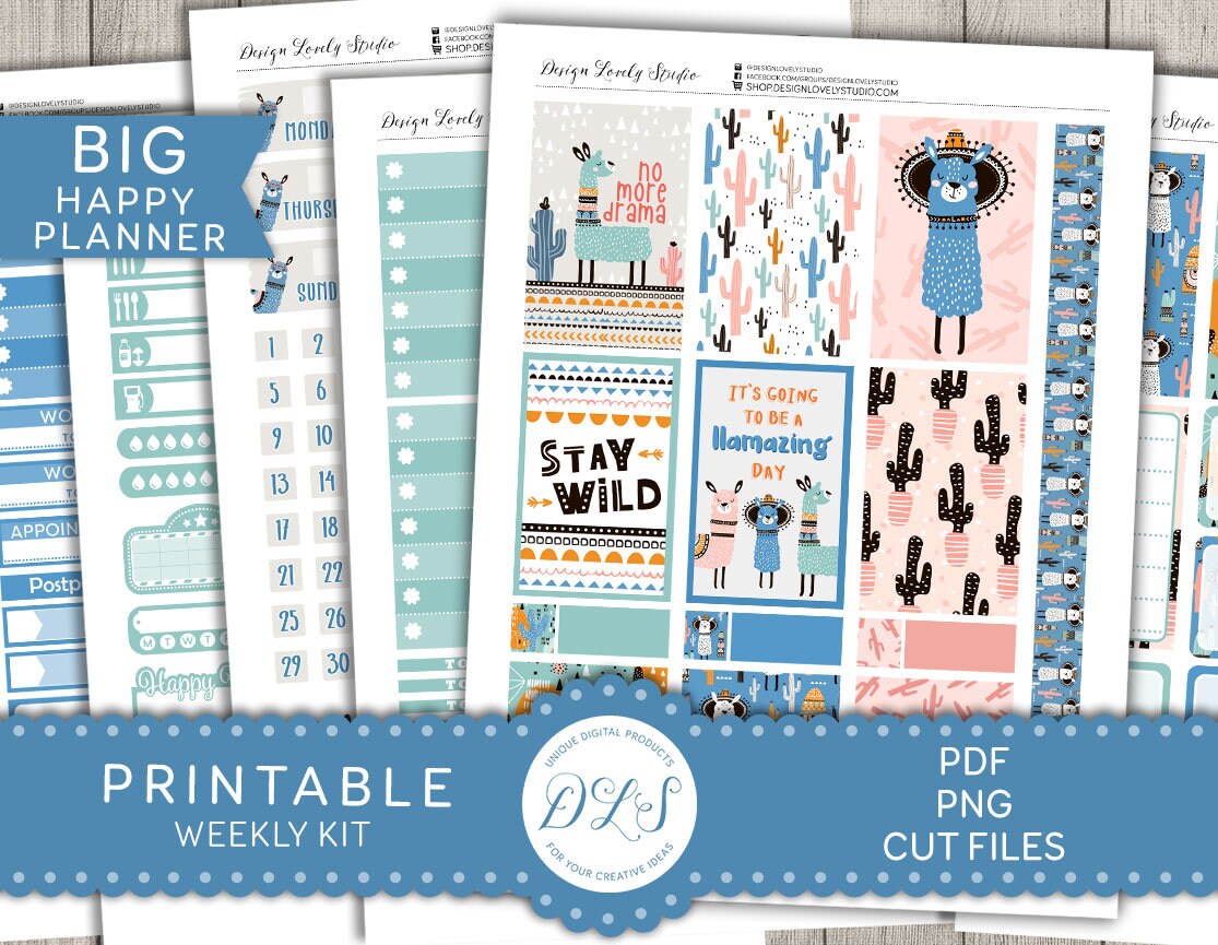 Big HP Weekly Planner Kit,Llamas Planner Printable,Summer Big planner ...