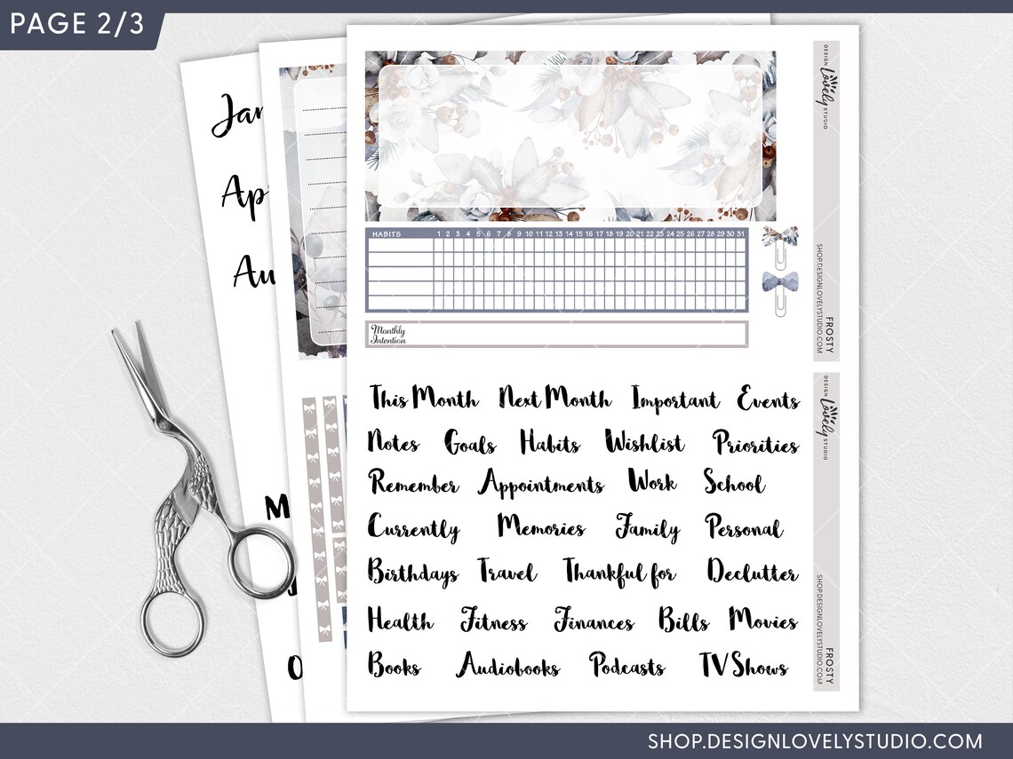 January Notes Page Kit Printable Planner Stickers Monthly - Etsy