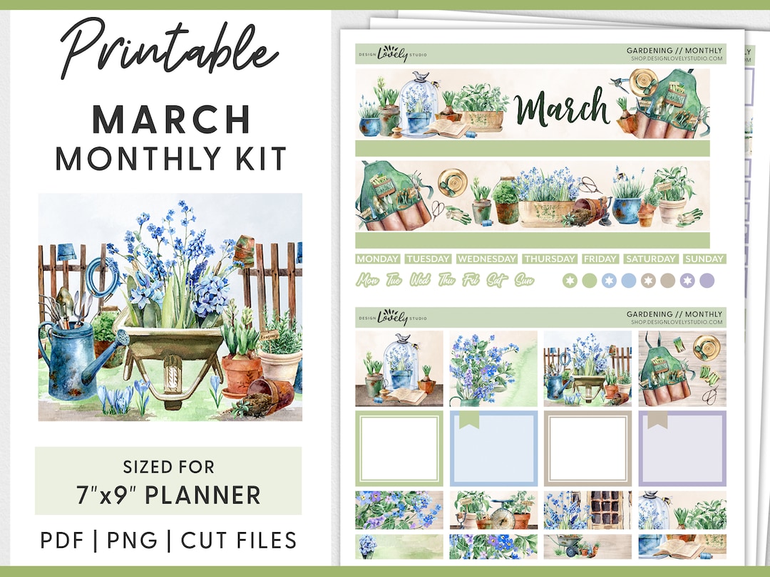 March Planner Stickers, Spring Planner Stickers, Printable Planner ...