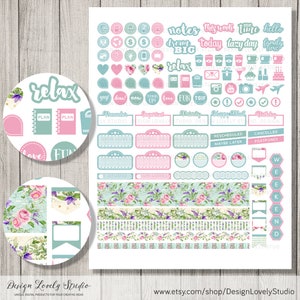 Printable Weekly Planner Kit, Floral Planner Stickers Kit, Erin Condren ...