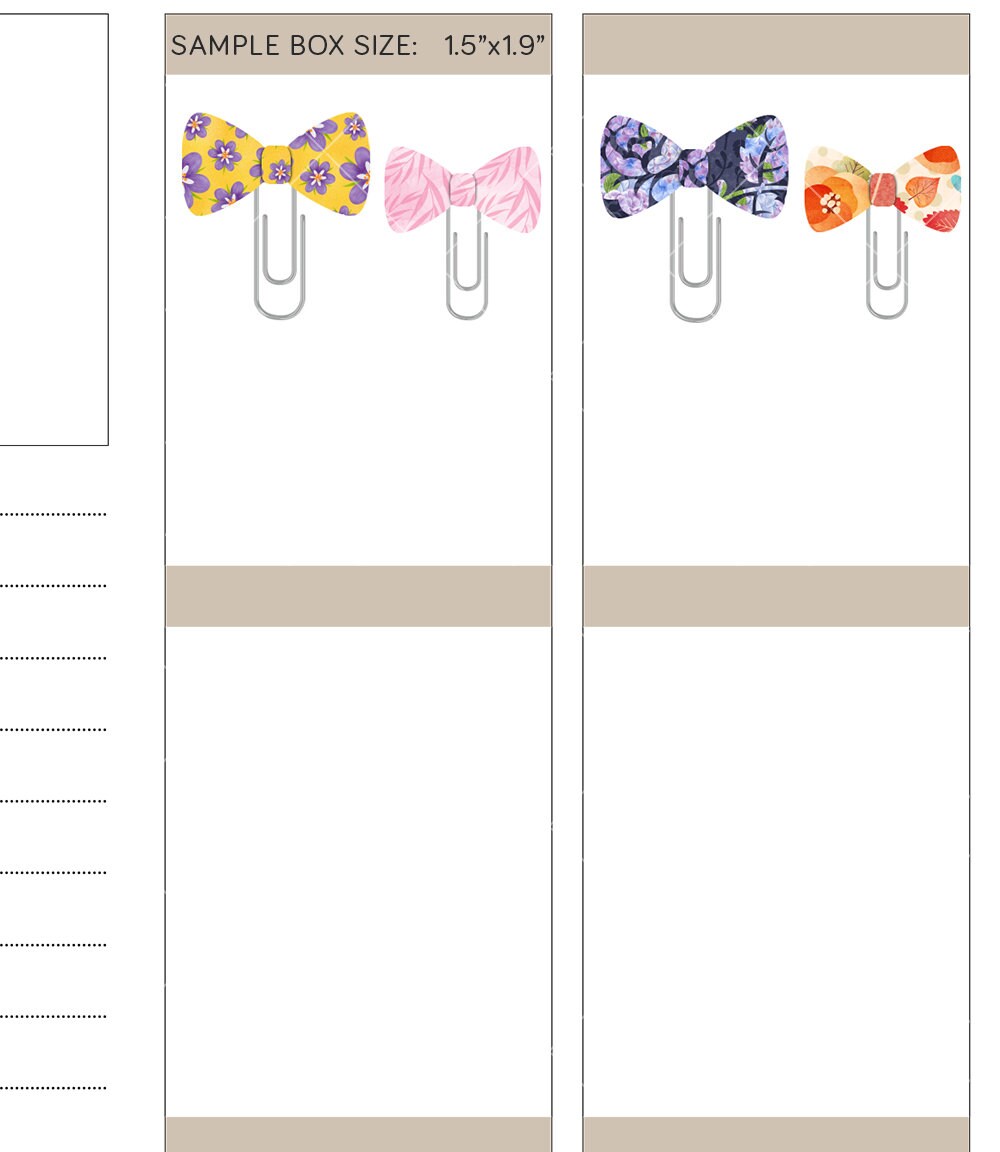 PRINTABLE Bow Paper Clip Stickers Bow Paper Clip Stickers for | Etsy