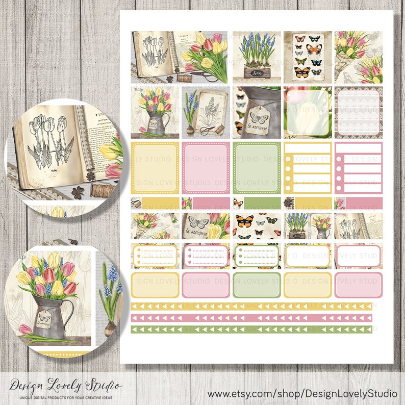 Printable Spring Weekly Stickers Kit March Planner Stickers - Etsy