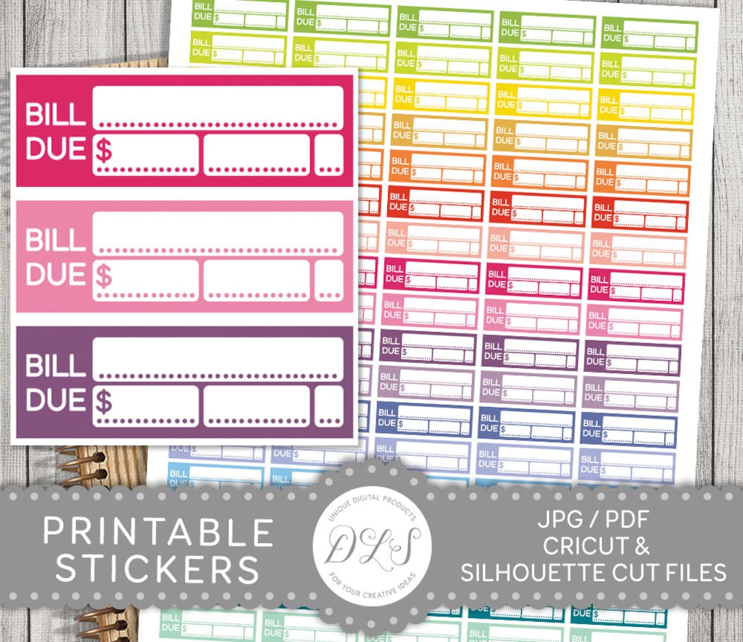 Bill Due Stickers, Bill Due Planner Stickers, Budget Stickers ...