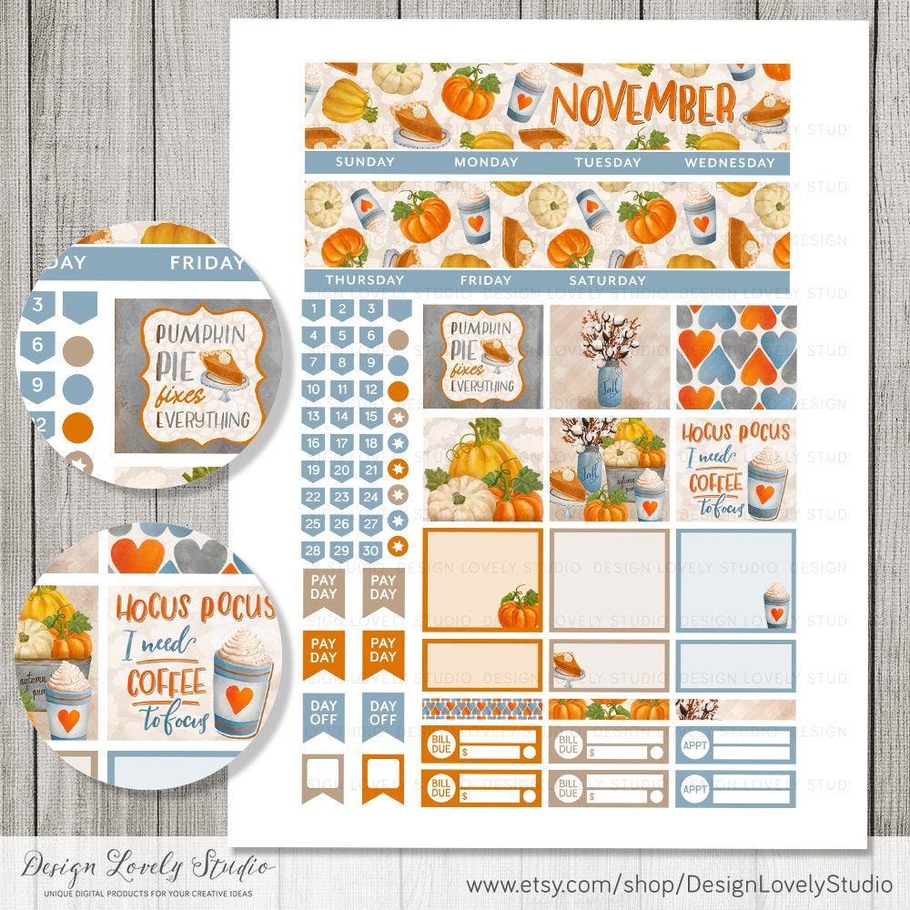 November Monthly Kit for Erin Condren November Planner - Etsy