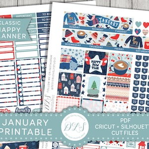 Printable January Planner Stickers, January Monthly Kit, Happy Planner ...