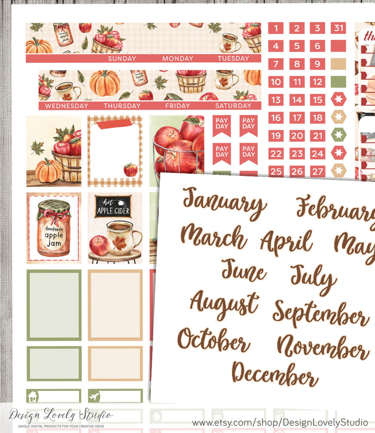 PRINTABLE October Planner Stickers Mini Happy Planner Apple | Etsy