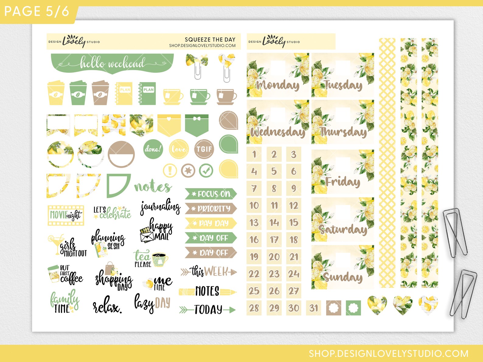 Happy Planner Stickers, Lemon Planner Stickers, Weekly Sticker Kit ...