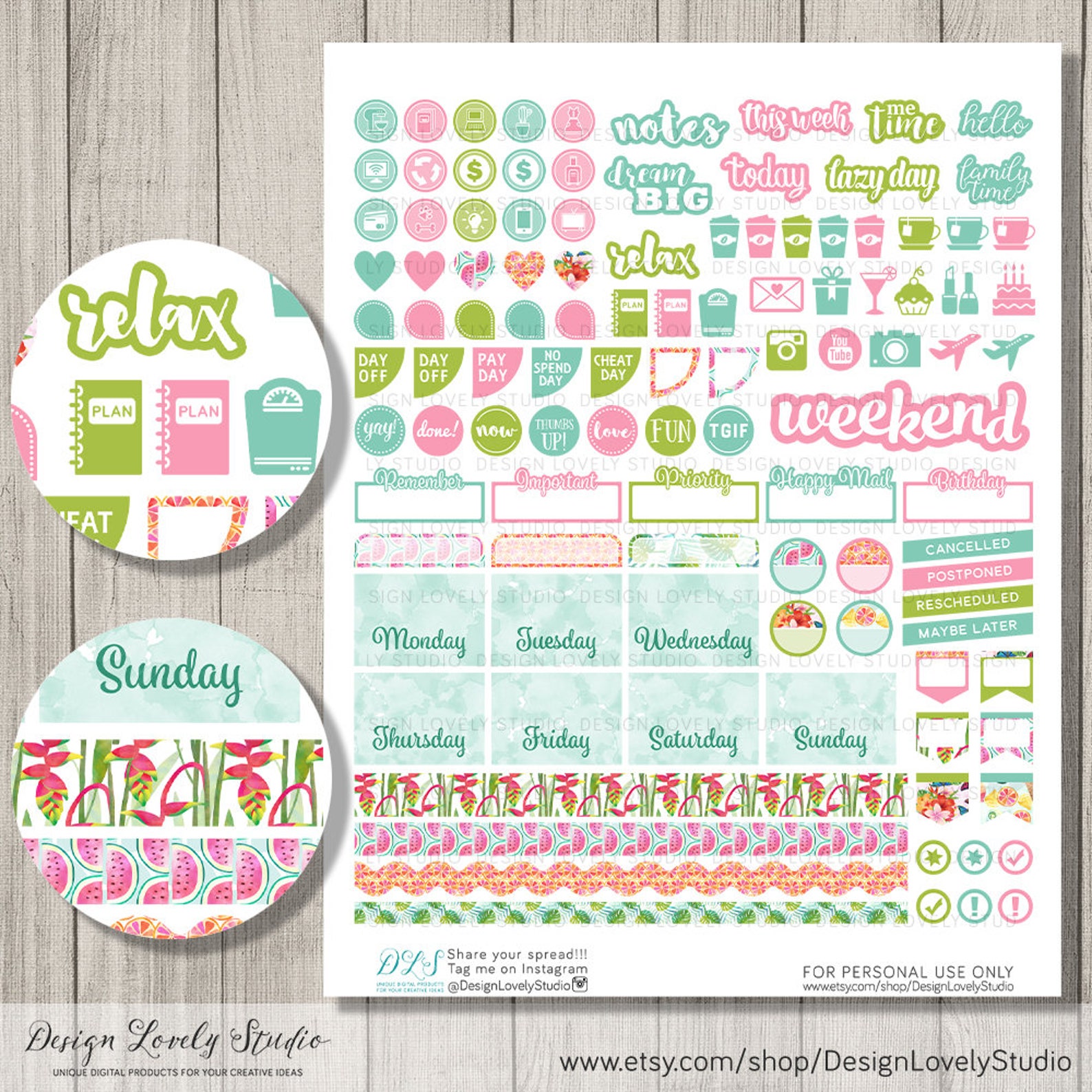Weekly Planner Printable Stickers Happy Planner Weekly | Etsy